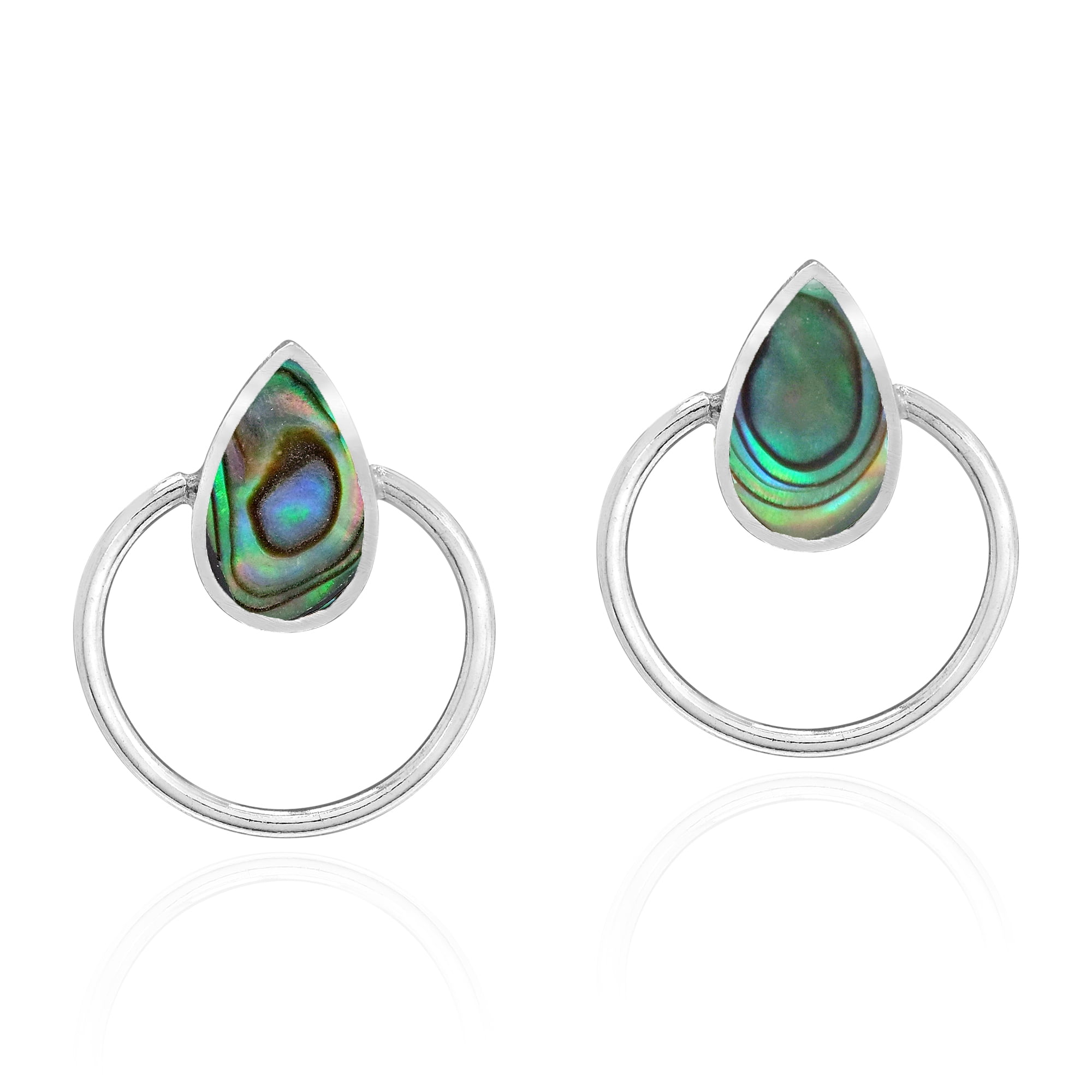 Cute Teardrops Abalone Shell Inlay Sterling Silver Circle Stud Earrings ...