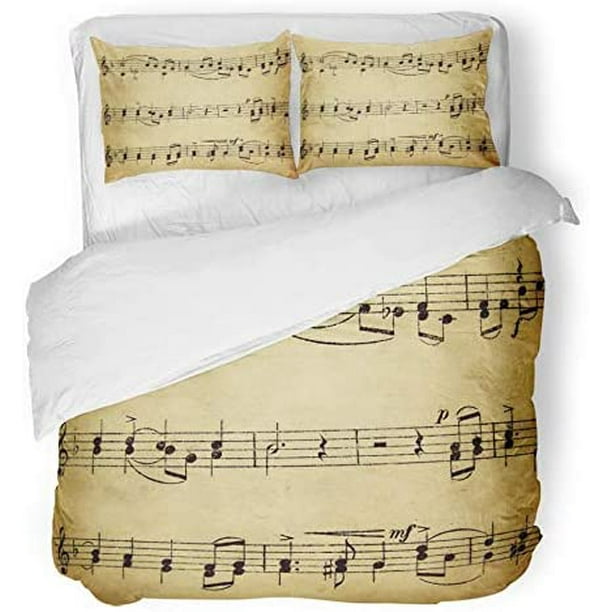 RYLABLUE 3 Piece Bedding Set Note Music Sheet Old School Vintage Melody ...