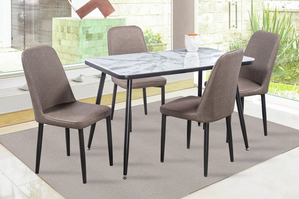 Comedor Max Café 4 Sillas Rectangular Mobilkraft Mesa con Base Metálica ...