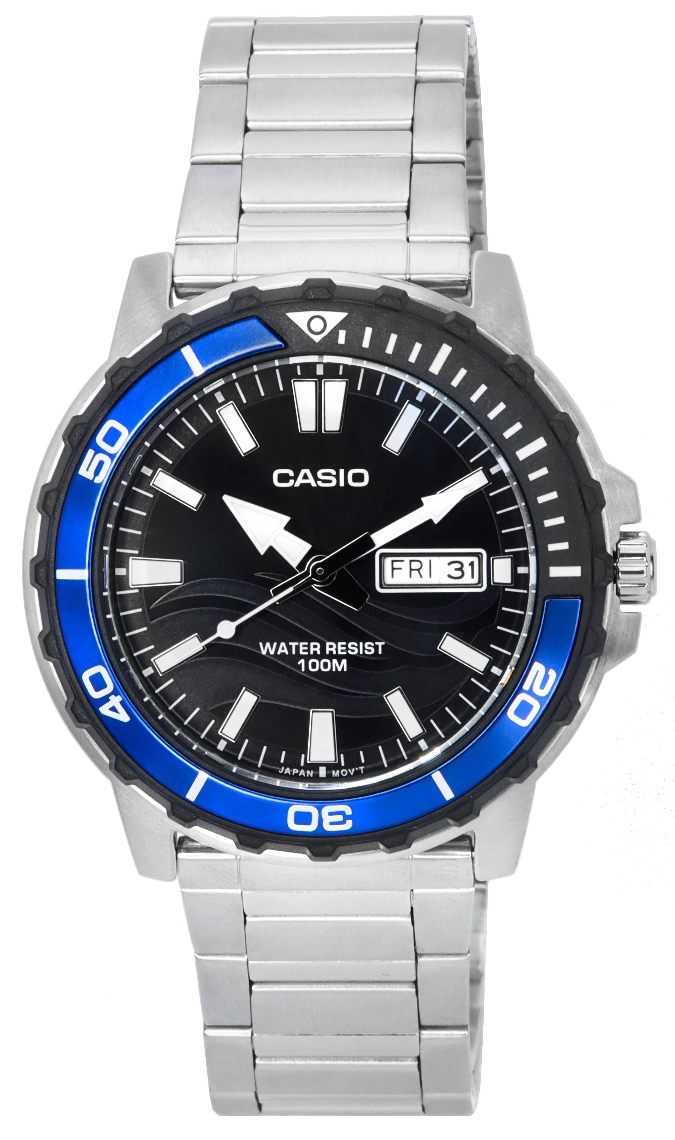 Casio Enticer Men's Wristwatch, Analog Quartz, Black Dial, 100M ...