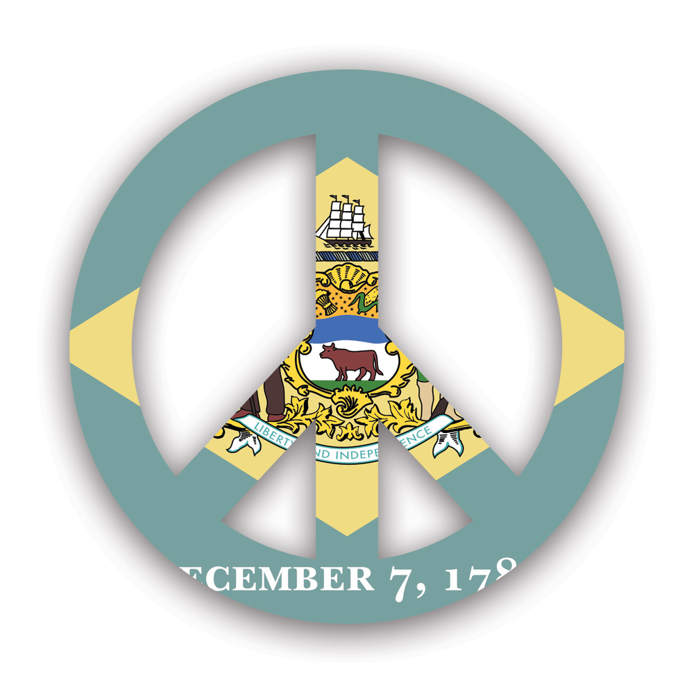 Delaware Flag Peace Symbol Sticker Decal - Self Adhesive Vinyl ...