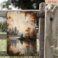 8x12 Inches Vintage Fishing Man on Rocky Island Autumn River Landscape ...
