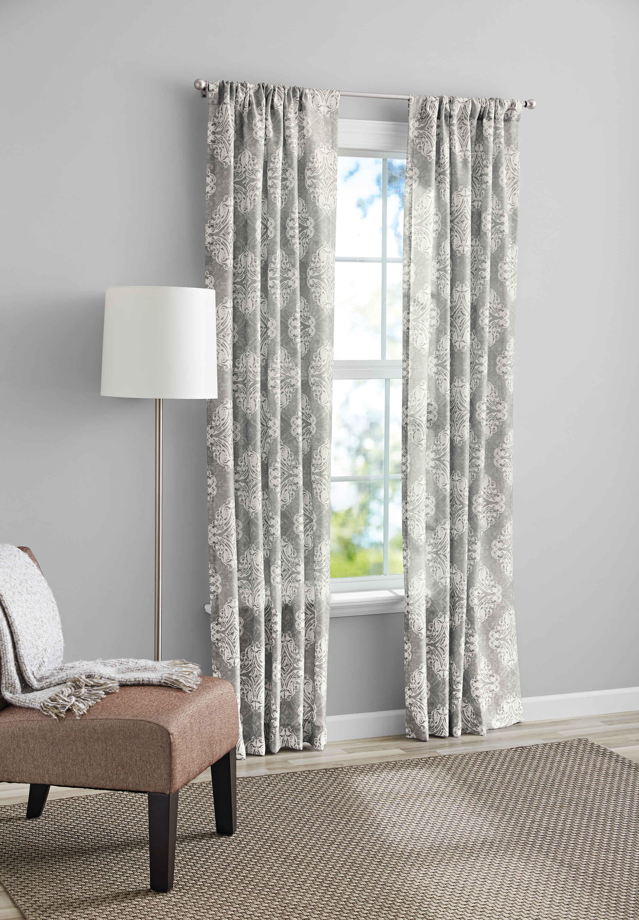 Mainstays Tille Medallion Print Light Filtering Rod Pocket Curtain ...