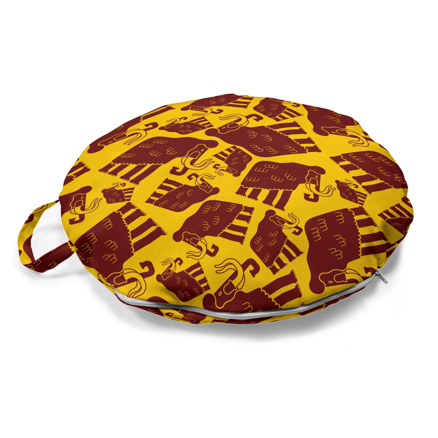 Animal Round Floor Cushion with Handle, Prehistoric Creature Pattern ...