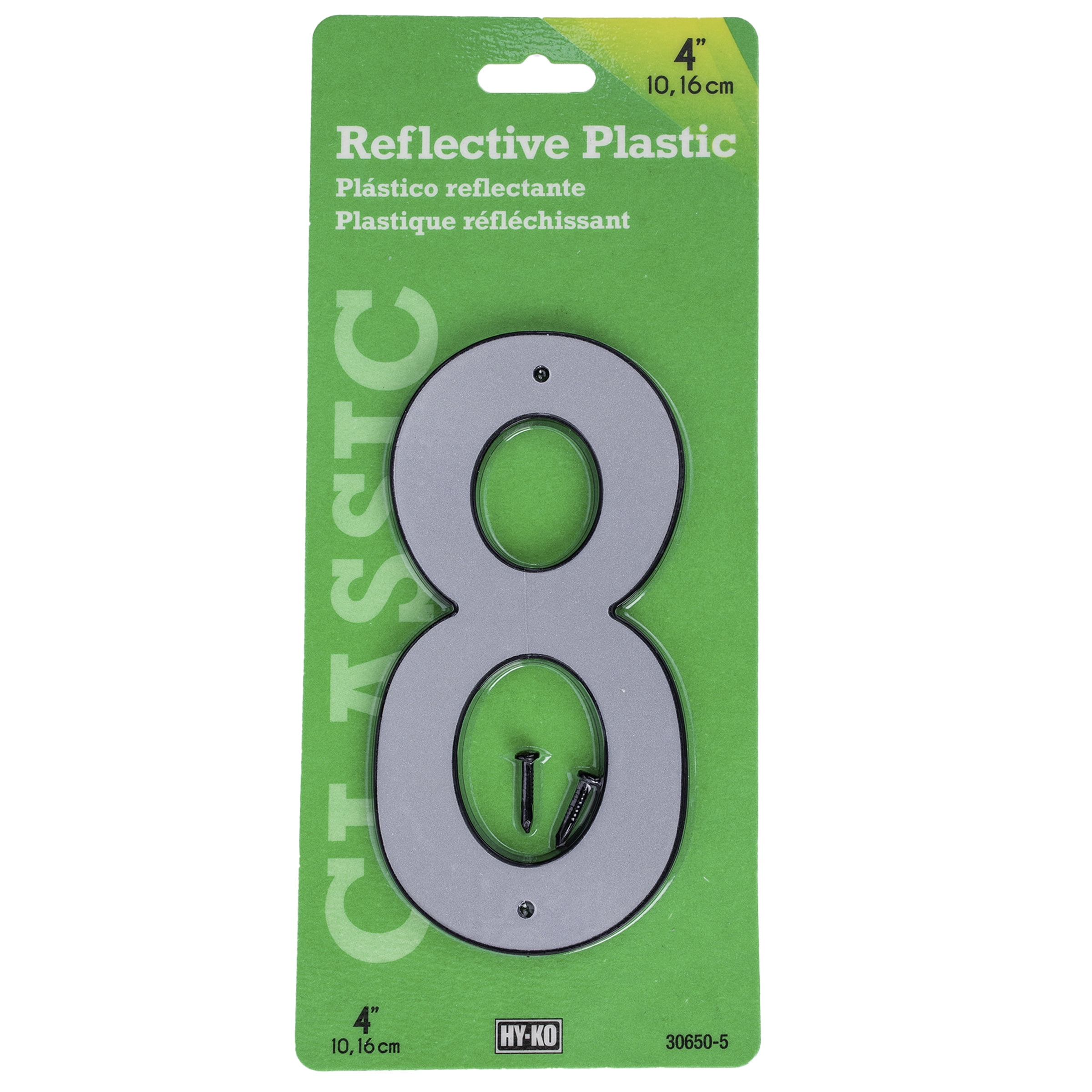 HY-KO 4" REFLECTIVE PLASTIC MODERN NUMBER 8 - Walmart.com