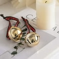 Pekkaxy 6 Golden Bell Ornaments with Plaid Ribbon, Sturdy Iron with ...