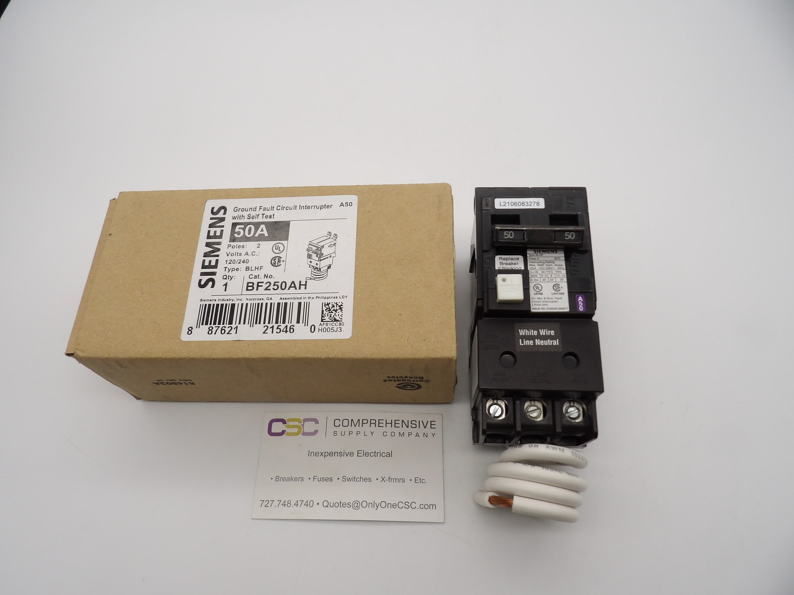 SIEMENS 50A AMP 2P POLE 22kA@120/240V BOLT ON GROUND FAULT GFCI CIRCUIT ...