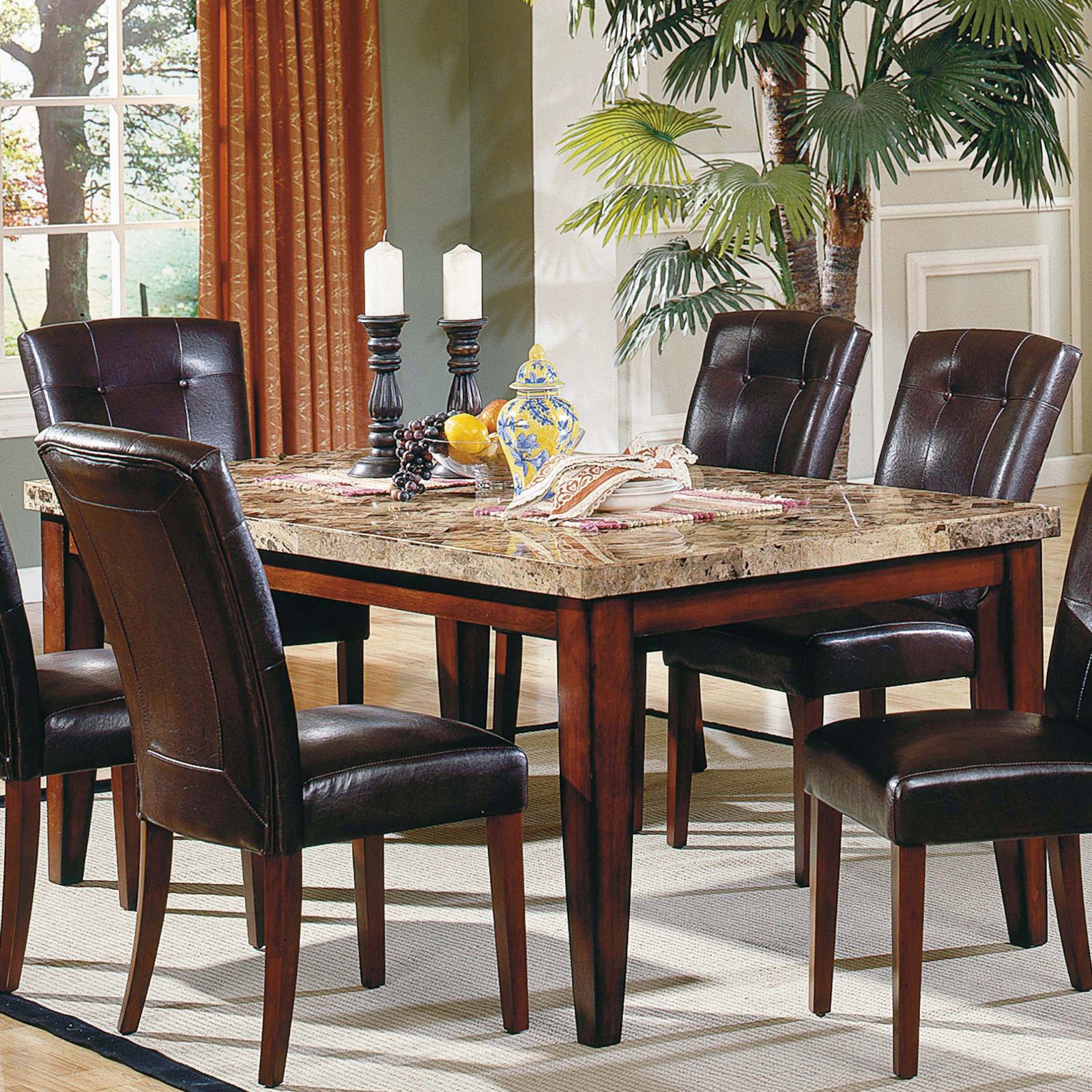 Steve Silver Montibello Marble Top Rectangular Dining Table Walmart