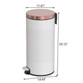 Innovaze 8 Gal. White Metal Round Shape Step-on Kitchen Trash Can with ...