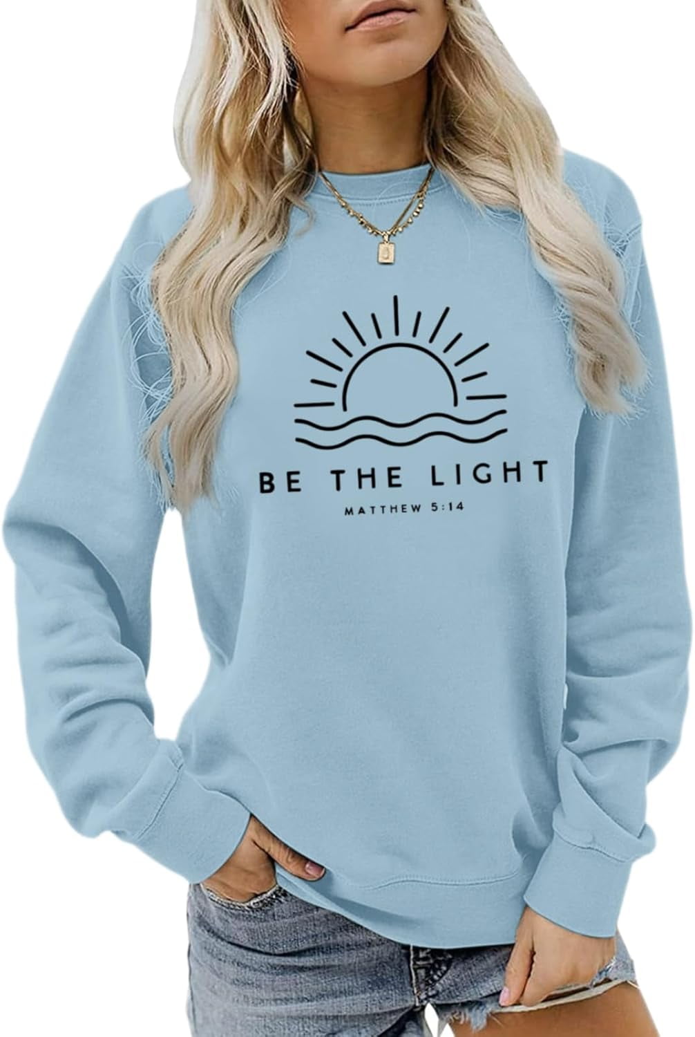 Christian Be The Light Sweatshirts for Women Religious Faith Jesus ...