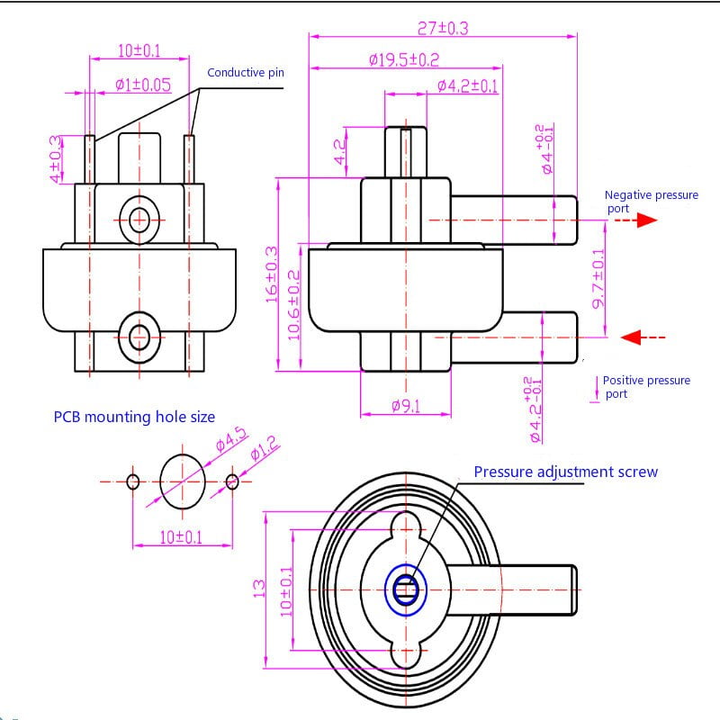 60Kpa Air Pressure Sensor Switch Vacuum Dual Interface Negative ...