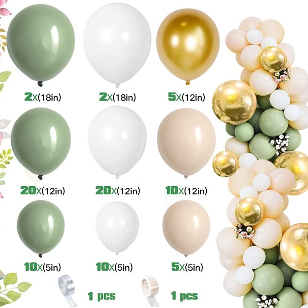 Green Balloon Garland Arch for Wedding, Tropical Jungle Theme Party Decorations, Pack of 86 ...