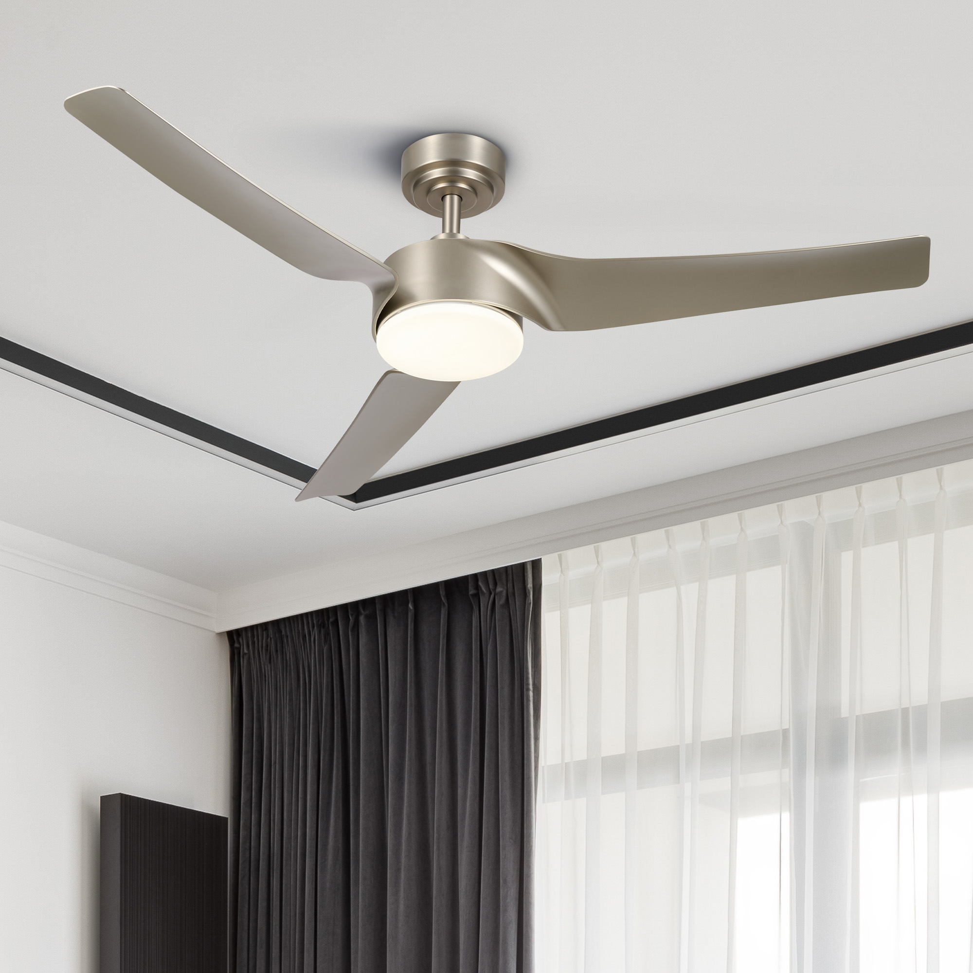 Bestco Modern 52" Smart Ceiling Fan with Dimmable Light Kit & Remote ...