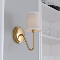 Briar 1 Light Gold Brass Traditional Wall Sconce White Linen Shade ...