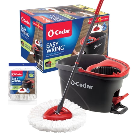 O-Cedar EasyWring RinseClean Microfiber Spin Mop & Bucket System with 2 ...