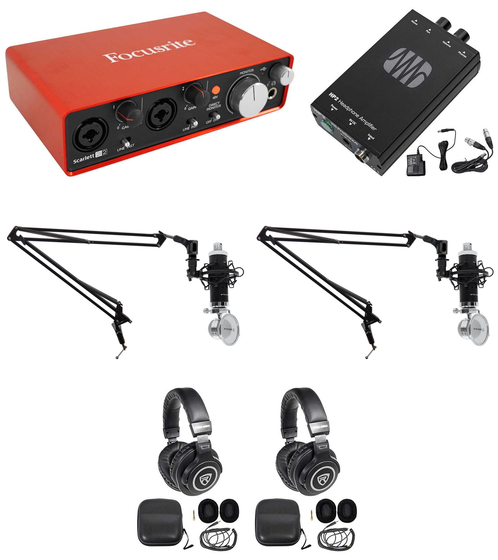 Rockville Podcasting Podcast Recording Bundle w/ (2) Mics+Headphones ...