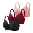 Bras for Women 3 Pack Triple Hook Closure Seamless Underwire Bra Dark ...