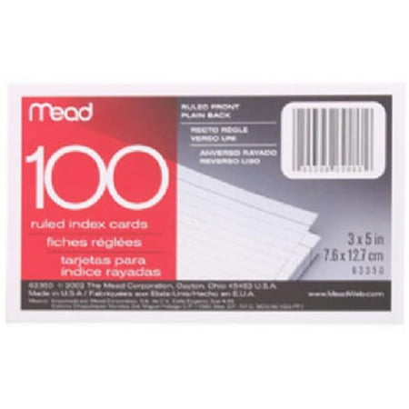 Mead 63350 3 x 5 in. Ruled Index Cards, 100 Count, Pack of 12 | Walmart ...