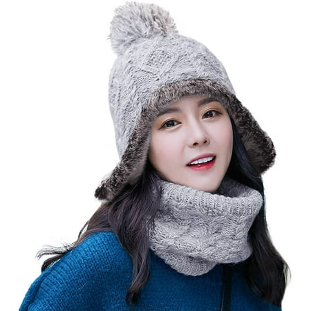 Wool Peruvian Earflap Beanie Hat leece Lined Winter Snow Ski Hat Ladies ...
