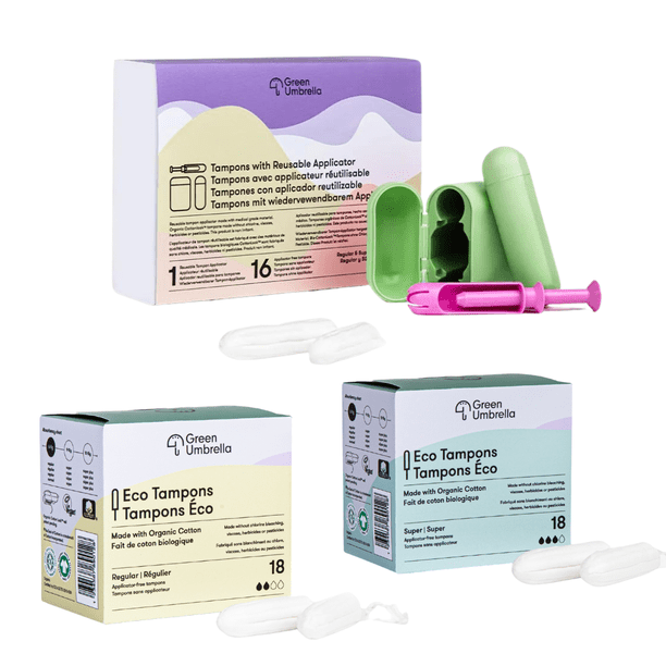 Reusable Tampon Applicator Kit with Extra Organic Cotton Tampon Refills ...