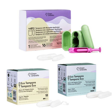 Reusable Tampon Applicator Kit with Extra Organic Cotton Tampon Refills ...