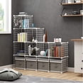 White 12-Cube Metal Grid Modular Storage Shelf Unit for Bedroom Office ...