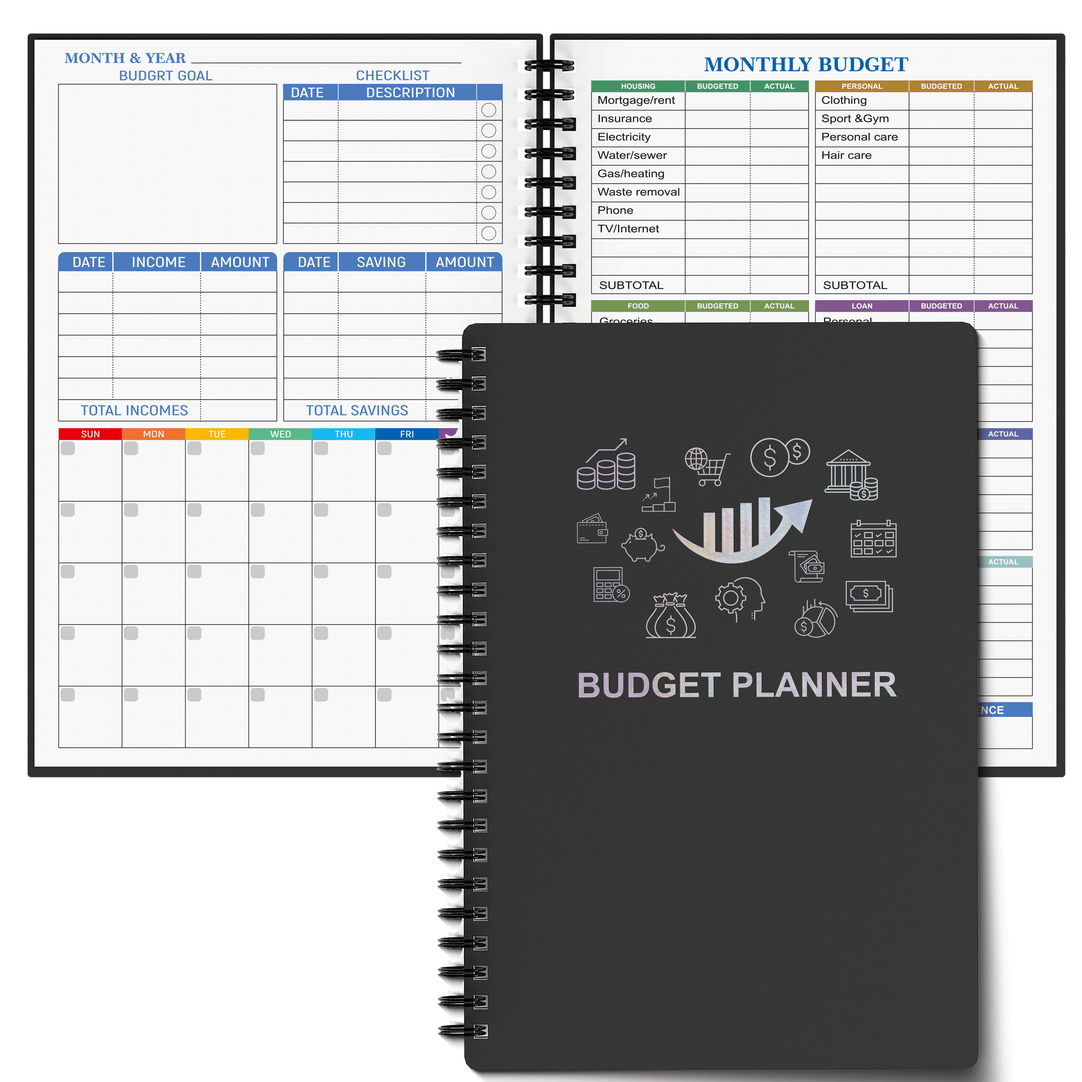 Snootion Undated Budget Planner - A5(5.6 X 8.5 inch）,12 Months ...