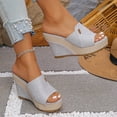 Ahabrexf Womens Wedge Sandals Plus Size on Round Open Toe Solid Color ...
