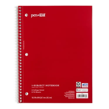 100 Count 1 Subject Red Exceed Notebook, 11" x 9", College Ruled ...