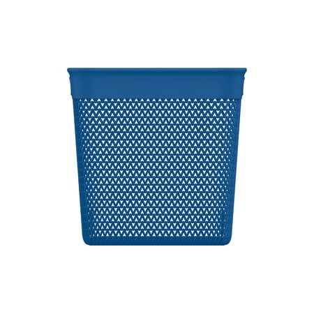 Mainstays Woven Plastic Storage Basket - Blue 26-Quart Wicker Design ...