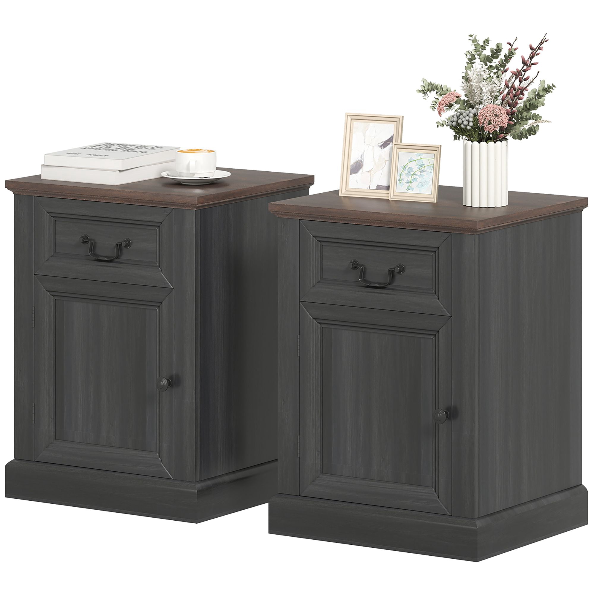 Click here for Unbranded Black & Brown Farmhouse Side Table Set O... prices