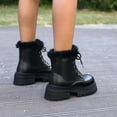 Black Female Winter Snow Boots With Thick Sole And Chunky Heel Feature ...