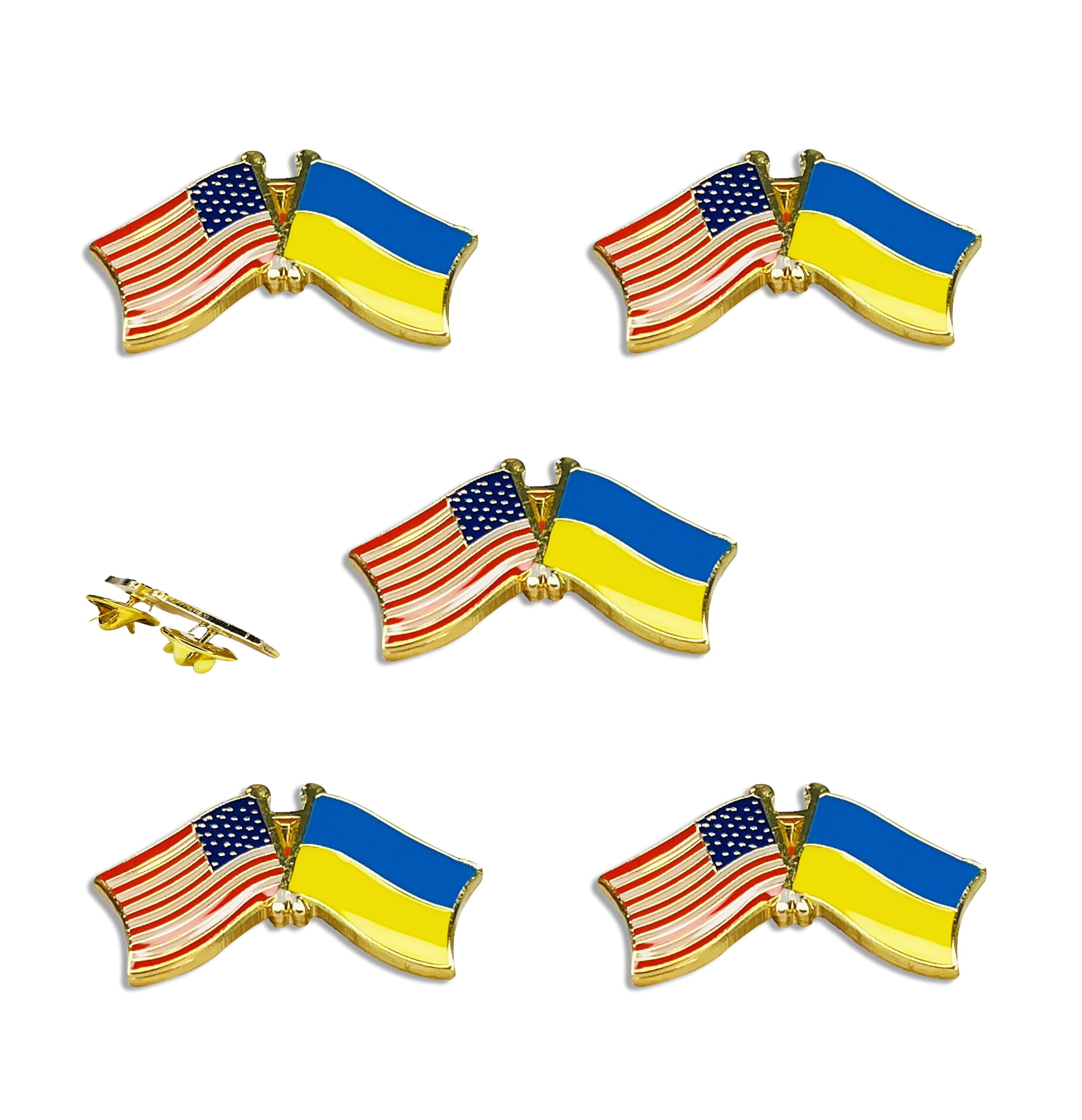 Ukraine Flag Pin, US Ukraine Friendship Lapel Pin w/ Double Butterfly ...