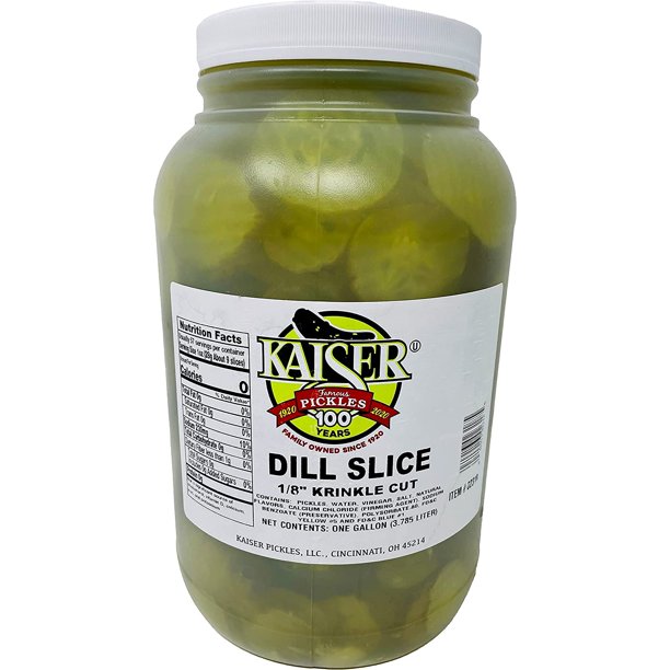 Kaiser Dill Slice Pickles 1/8" Krinkle Cut Gallon Jar - Walmart.com