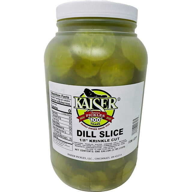 Kaiser Dill Slice Pickles 1/8" Krinkle Cut Gallon Jar - Walmart.com