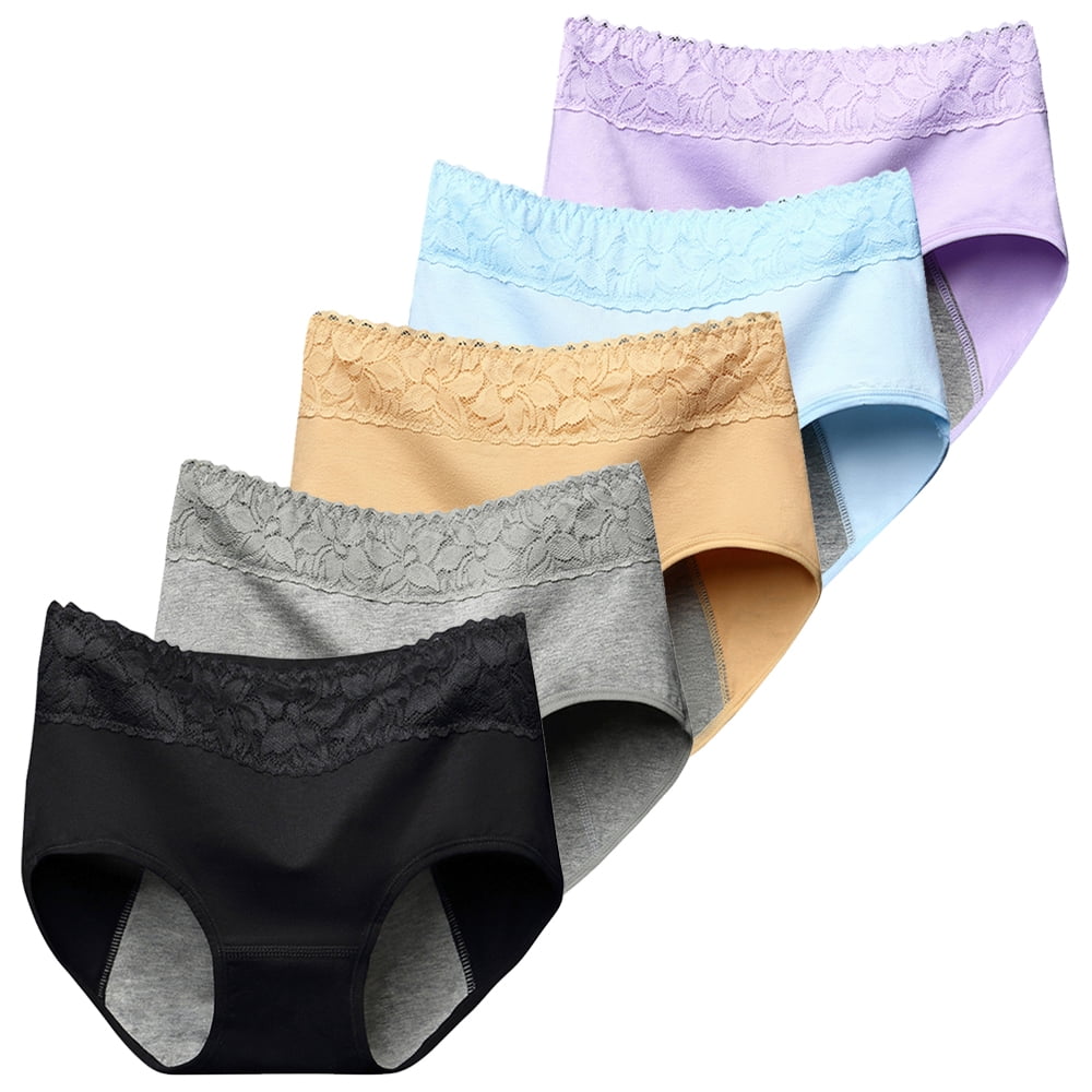 Valcatch 5 Pack Menstrual Period Underwear for Women Mid-Rise Floral ...