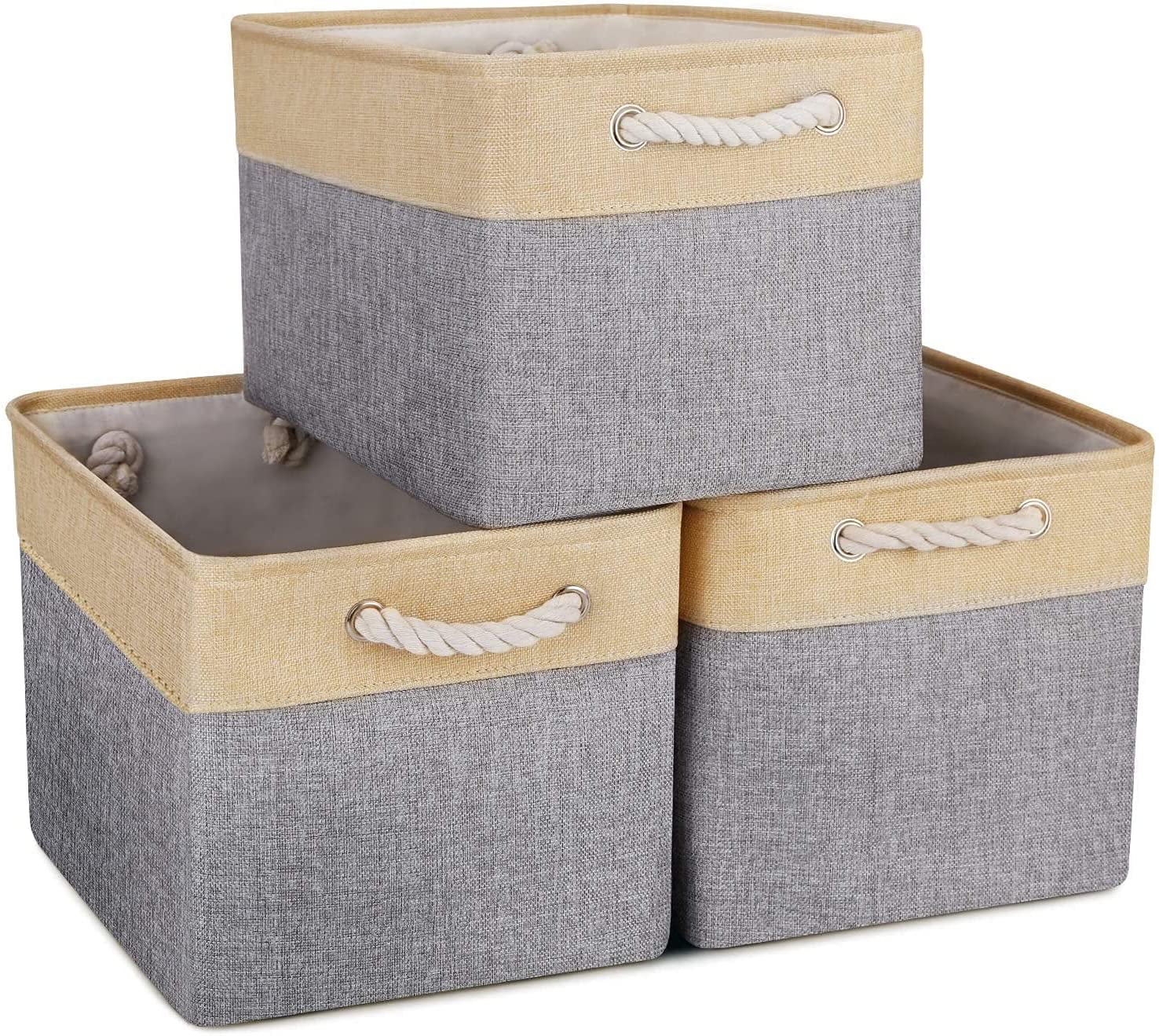 ViveComb Storage Bin for Organizing, Set of 3 Pcs Cotton Flax ...