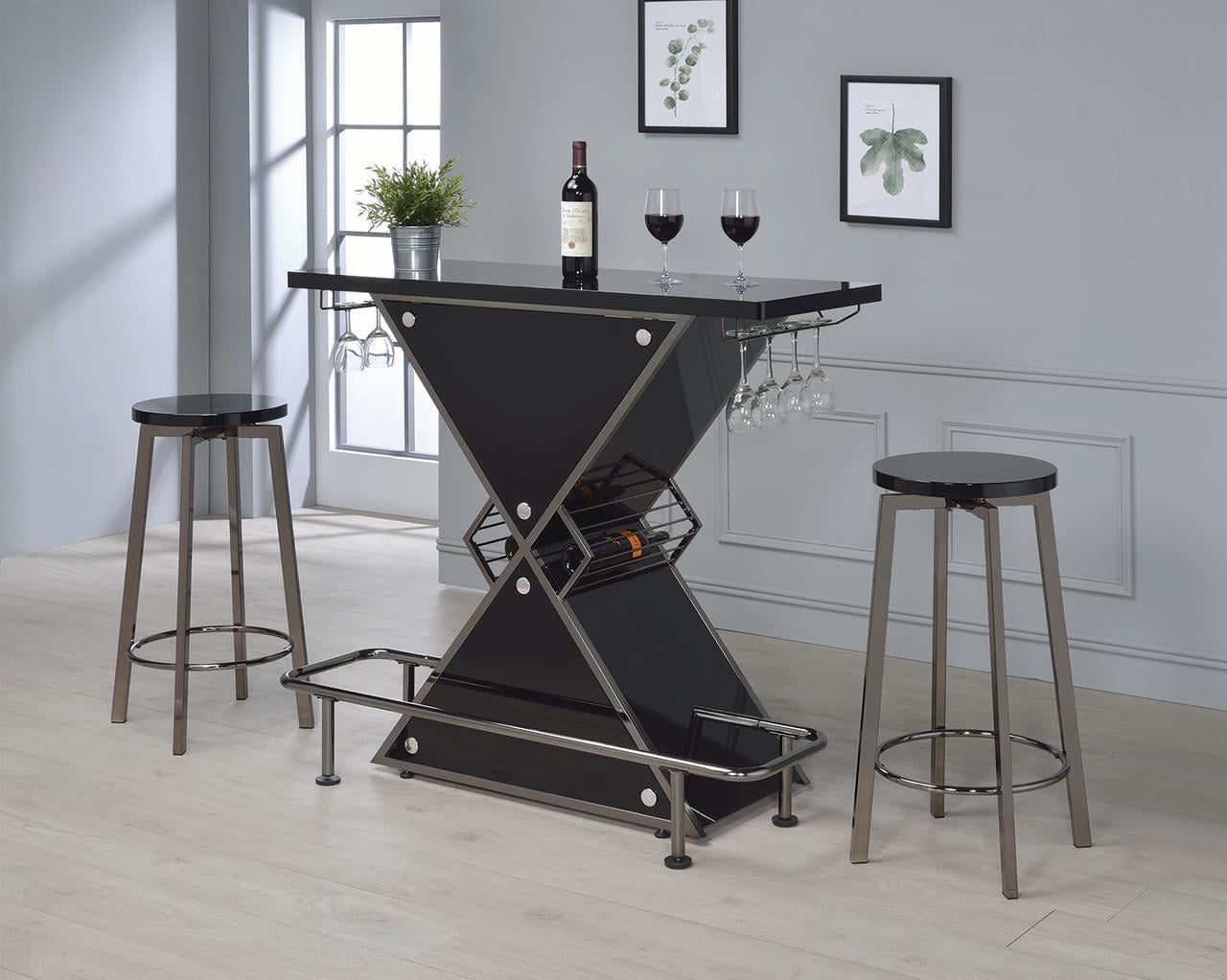 Contemporary Black Stacked Triangle Bar Unit - Walmart.com