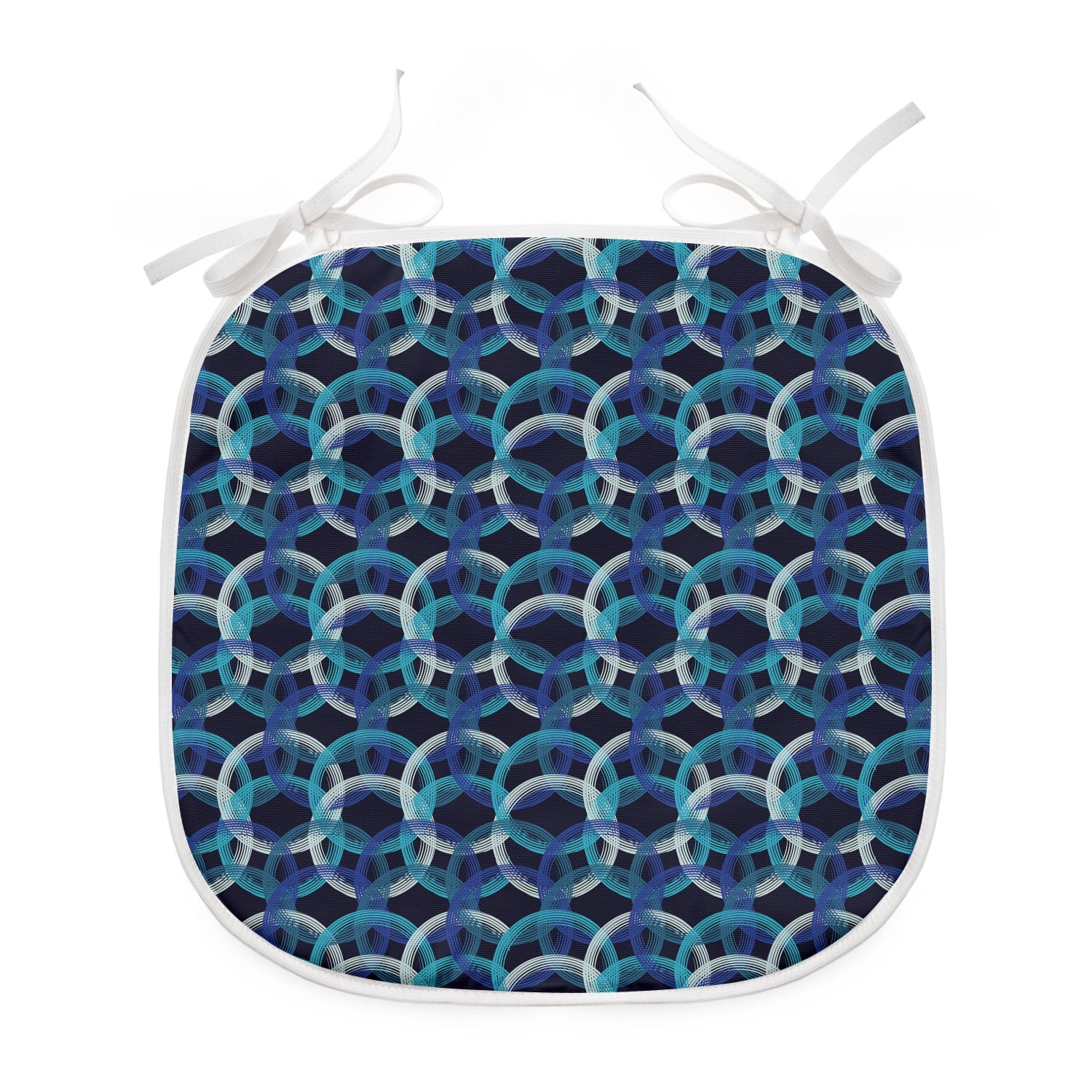 Geometric Dining Chair Pad, Overlapping Entangled Polka Dots Pattern in ...