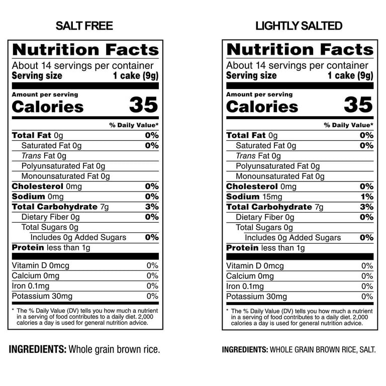 Quaker Rice Cakes Nutrition Information