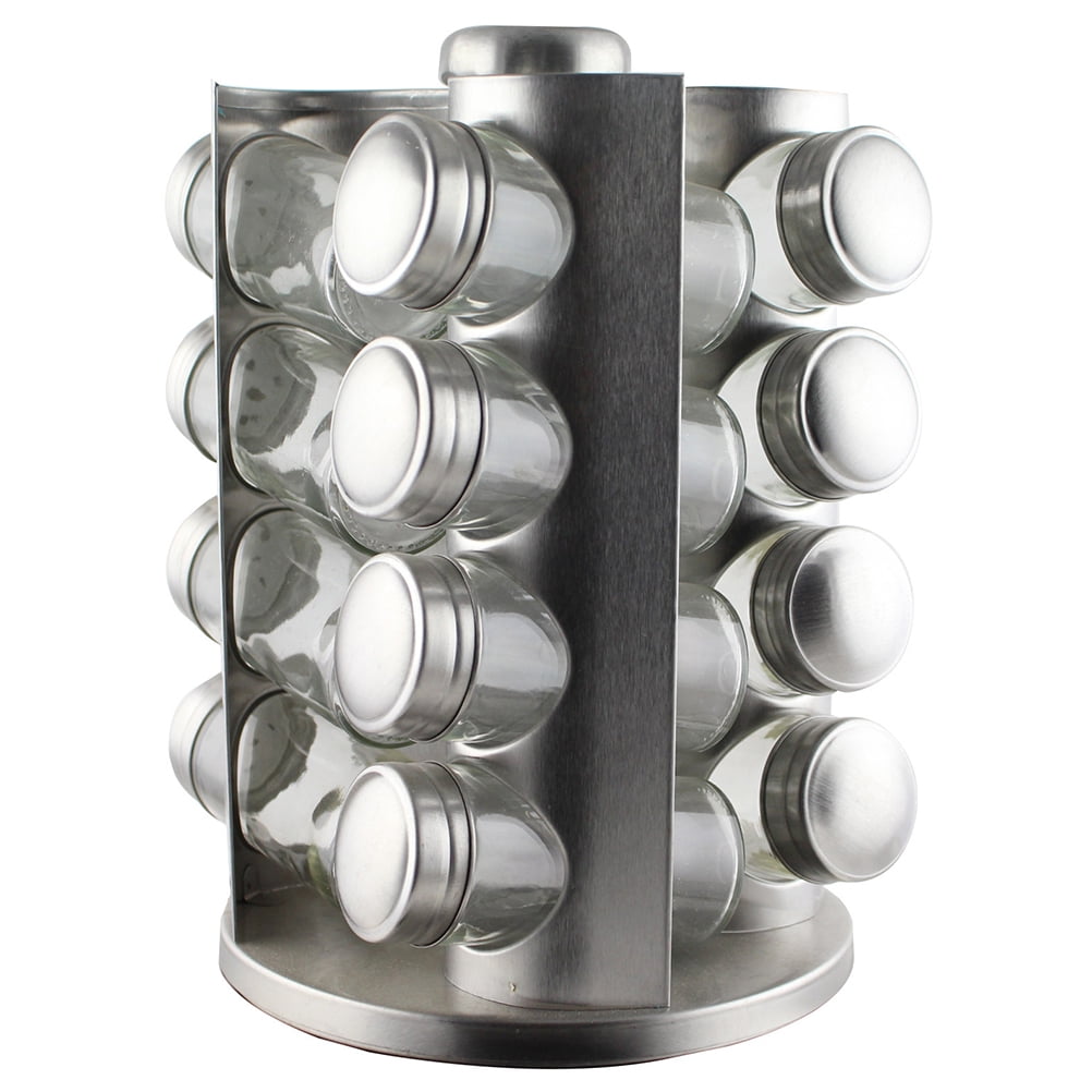1 Set of Rotary Seasoning Jar Rack Stainless Steel Condiment Pot Rack ...