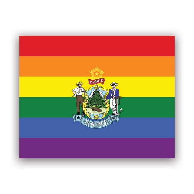 Rainbow Maine Gay Pride Flag Sticker Decal Self Adhesive Vinyl