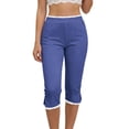 Costeam Womens 3/4 Length Stretch Capri Leggings with Side Slit and ...