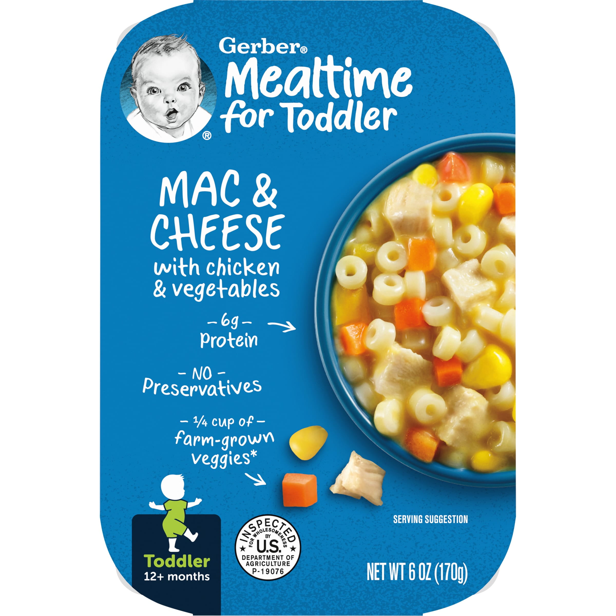Gerber Mealtime for Toddler, Mac and Cheese with Chicken and Vegetables ...