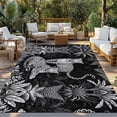 Black And White Leopard Outdoor Rug, Tropical Plants Palm Leaf Jungle ...
