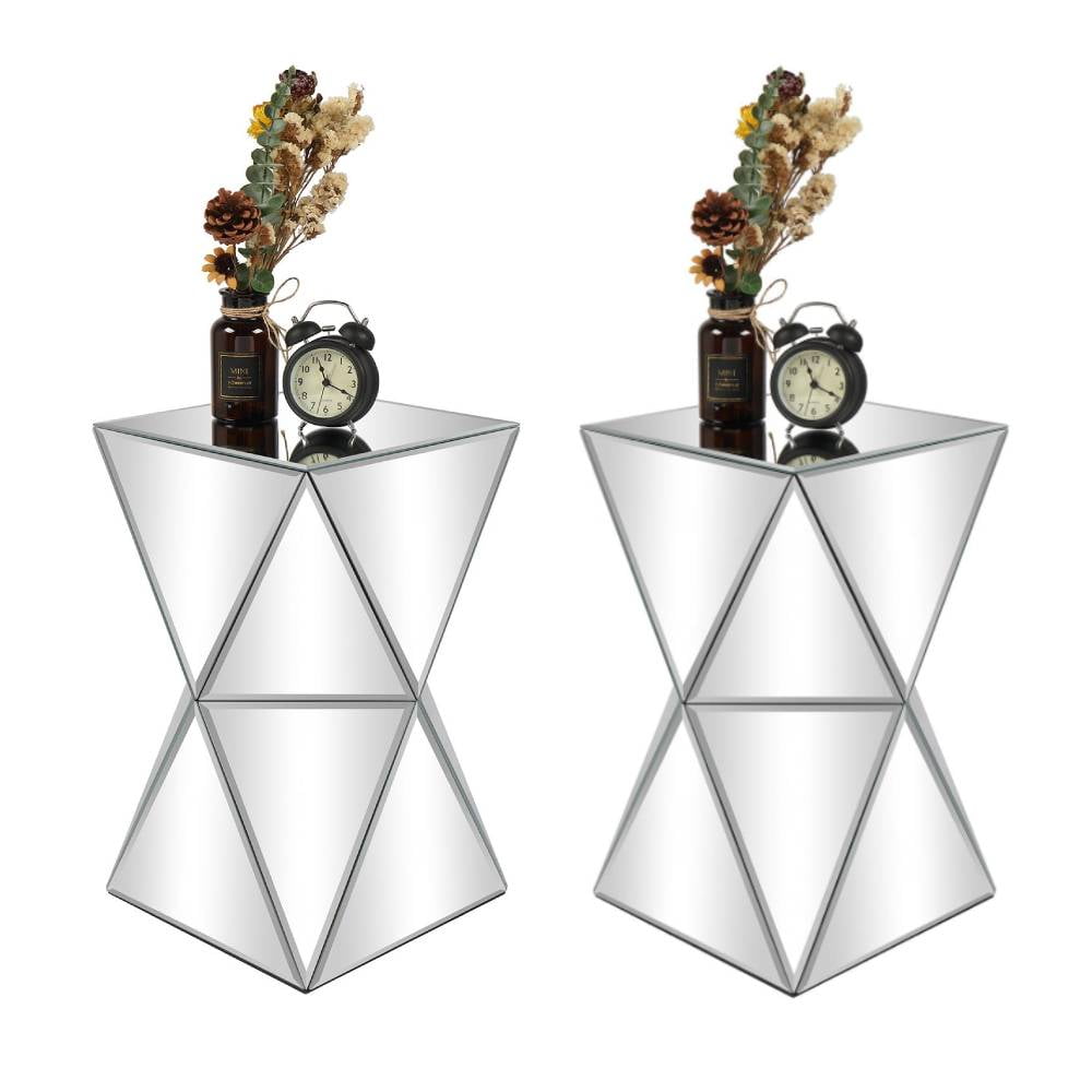 UBesGoo Set of 2 Mirrored End Table Irregular Side Table Pedestal ...