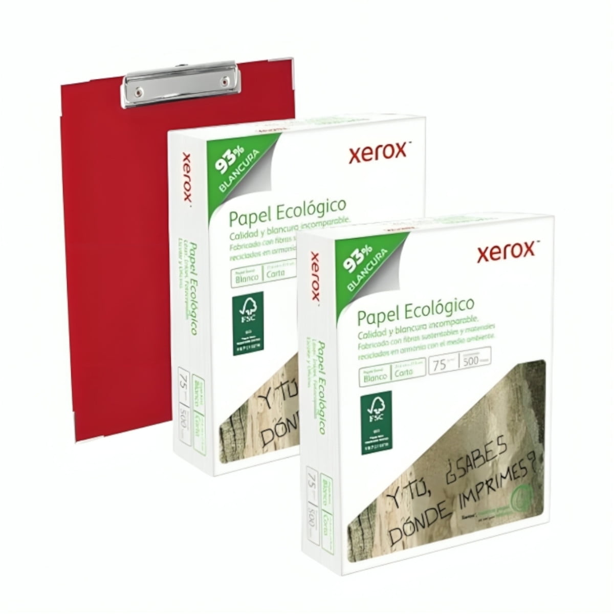 Hojas papel Carta 1000 hojas Xerox Ecológico Blanco con tabla clip ...