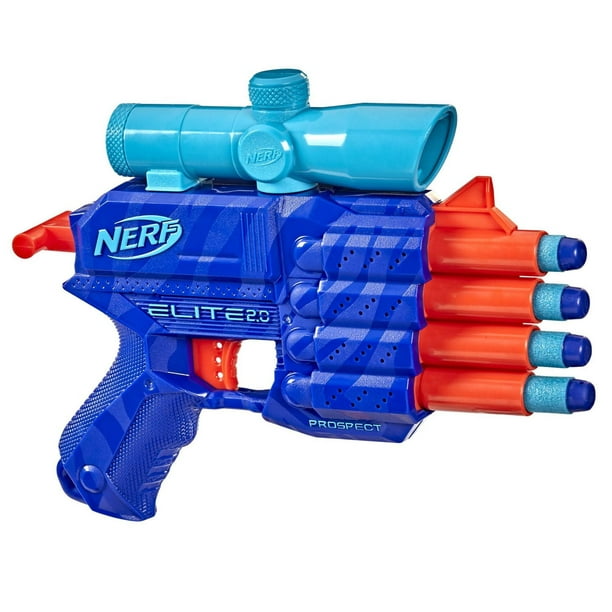 Nerf Elite 2.0 Prospect QS-4 Blaster, Wild Edition Color Design, 8 Nerf ...