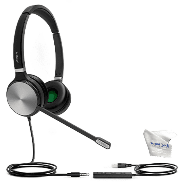 Yealink UH36 Duo UC Wired Headset (USB Connect), Connects to Deskphone ...