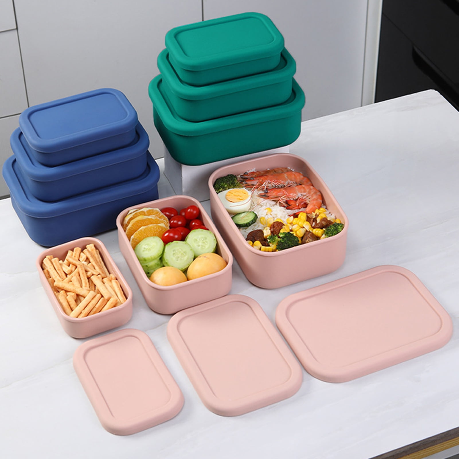 Hesroicy 3-Piece Lunch Box Set with Good Sealing Lids - Microwaveable ...